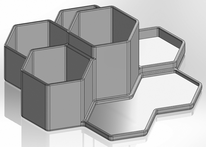 3D Printed Desk organizer made of hexagonal prisms by dcvetkovic | Pinshape