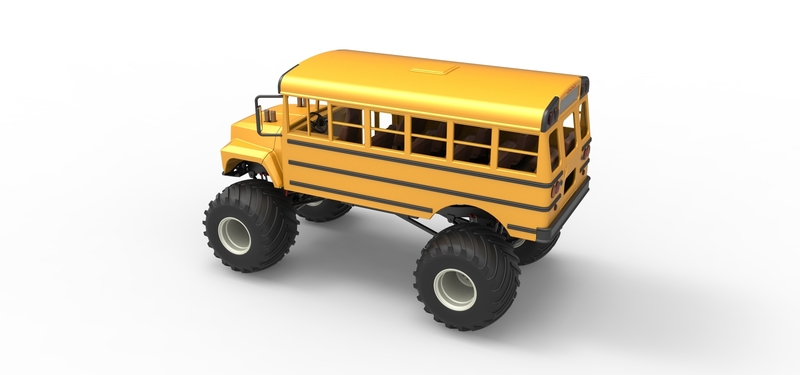 Vintage School bus Monster Truck 1:25 - Pinshape