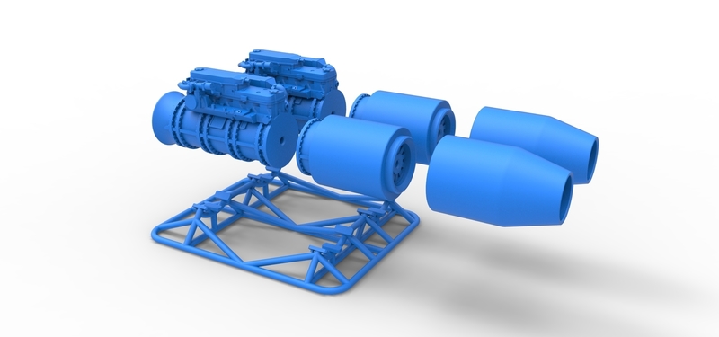 2 Jet engines on the frame Scale 1:25 - Pinshape
