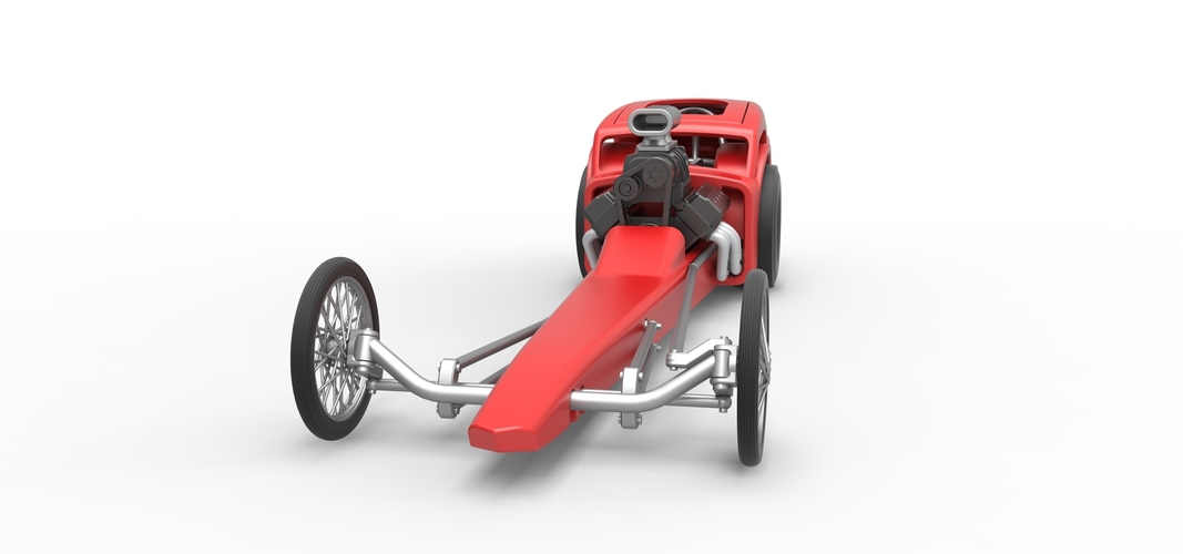 3D Printed Front engine old school dragster with shell V8 Scale 1:25 by ...