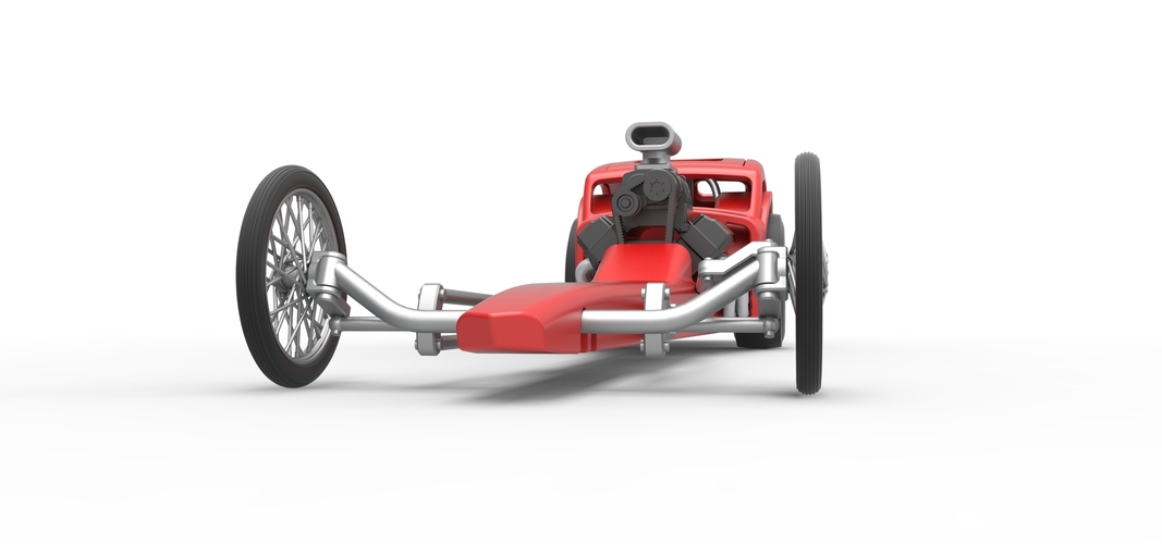 3D Printed Front engine old school dragster with shell V8 Scale 1:25 by ...