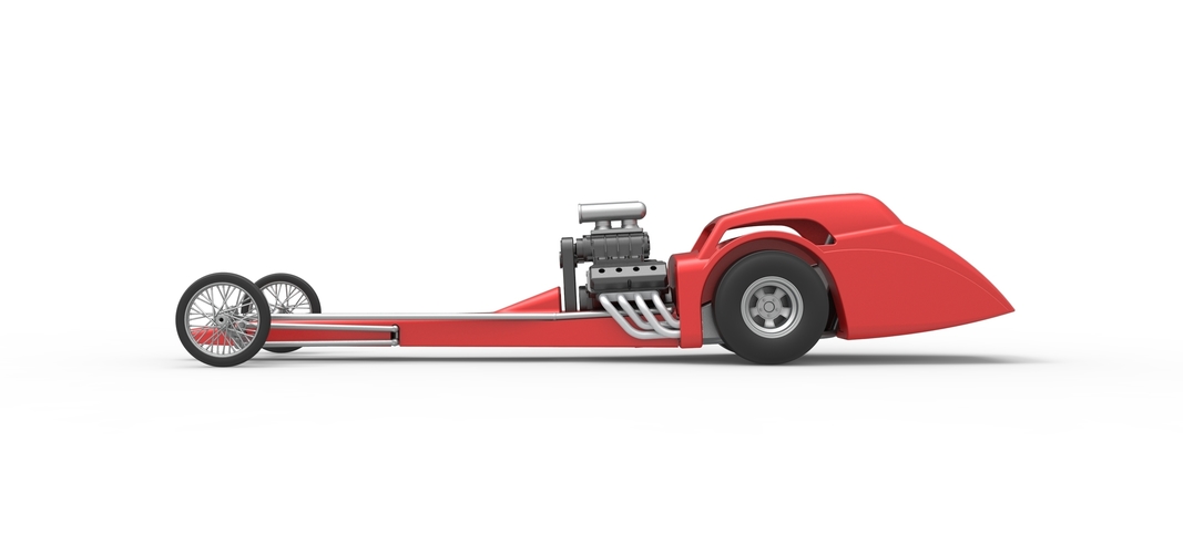 3D Printed Front engine old school dragster with shell V8 Scale 1:25 by ...