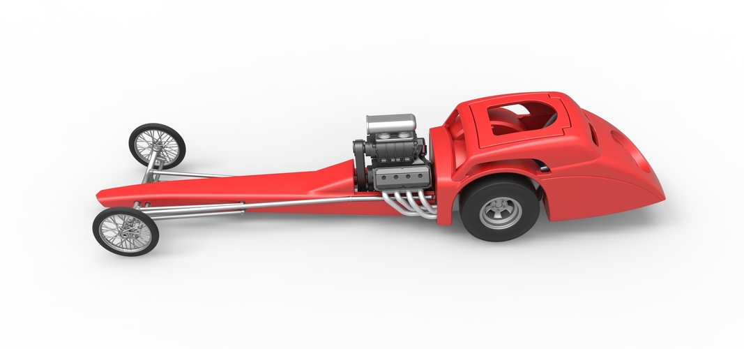 3D Printed Front engine old school dragster with shell V8 Scale 1:25 by ...