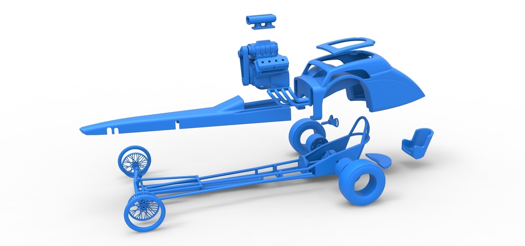 3D Printed Front engine old school dragster with shell V8 Scale 1:25 by ...
