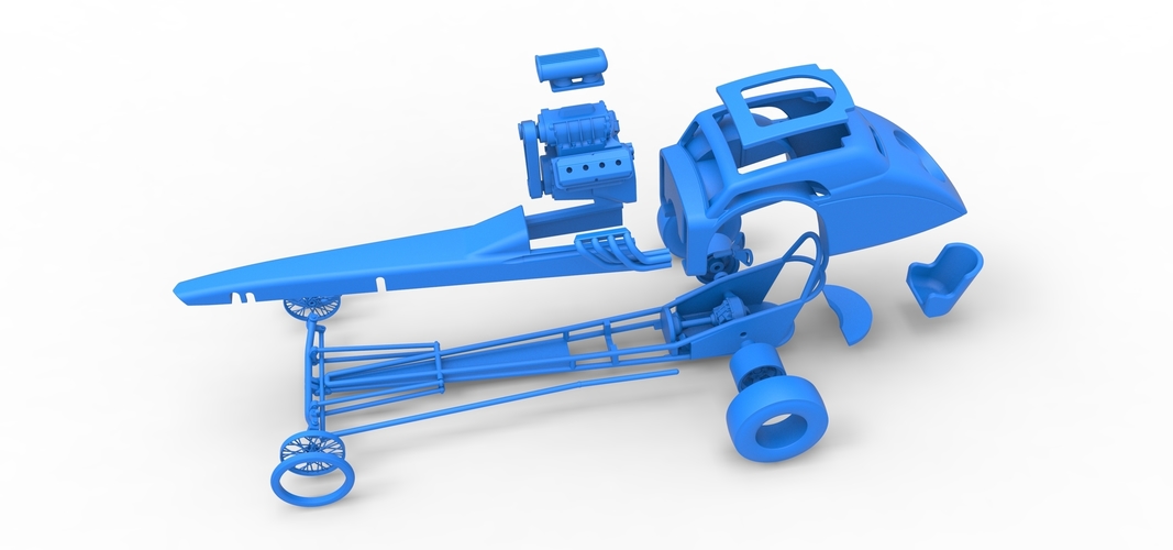 3D Printed Front engine old school dragster with shell V8 Scale 1:25 by ...
