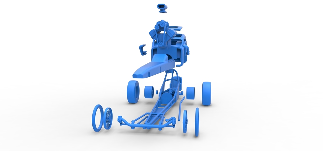 3D Printed Front engine old school dragster with shell V8 Scale 1:25 by ...