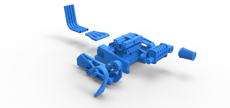 Engine of Top fuel Dirt dragster motorcycle 1:25 - Pinshape