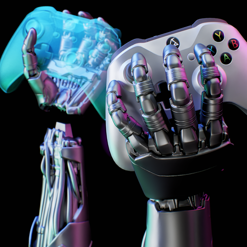 3D Printed Silverhand Cyberpunk Controller stand holder joystick by ...