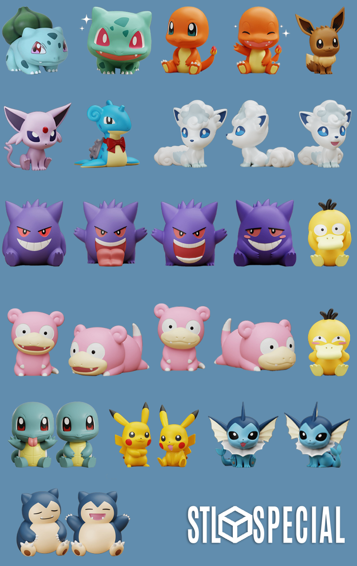 3D Printed Chibi Pokemon Collection Pack STL by Omarssa | Pinshape