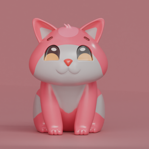 3D Printed Cute Pink Cat - Toy by JohnBogle | Pinshape