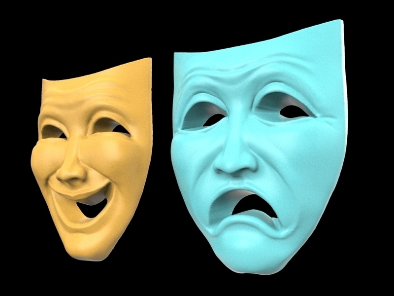"Happy and Sad" Theater Masks Comedy and Tragedy - Pinshape