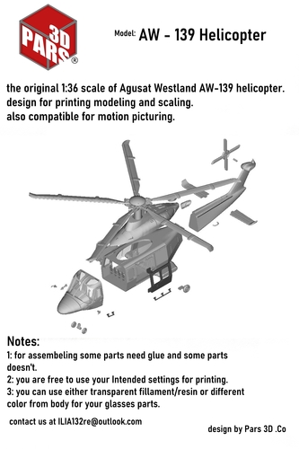 3D Printed AW - 139 Helicopter by Pars 3D | Pinshape