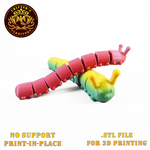 3D Printed Articulated Green Worm by Critters Territory | Pinshape
