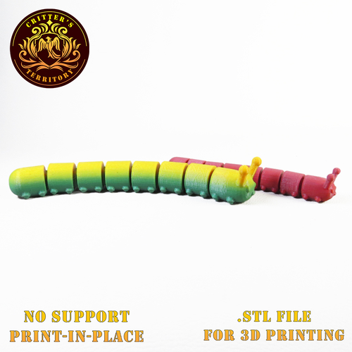 3D Printed Articulated Green Worm by Critters Territory | Pinshape