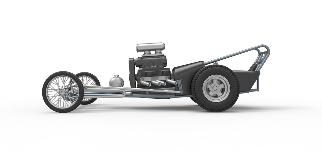3D Printed Front engine old school dragster with V8 Version 3 Scale 1: ...