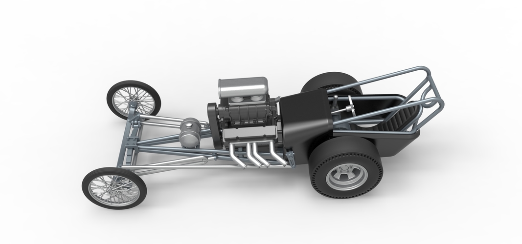 3D Printed Front engine old school dragster with V8 Version 3 Scale 1: ...