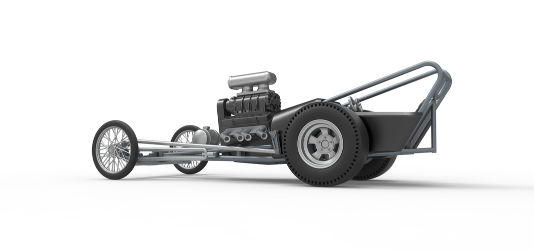 3D Printed Front engine old school dragster with V8 Version 3 Scale 1: ...