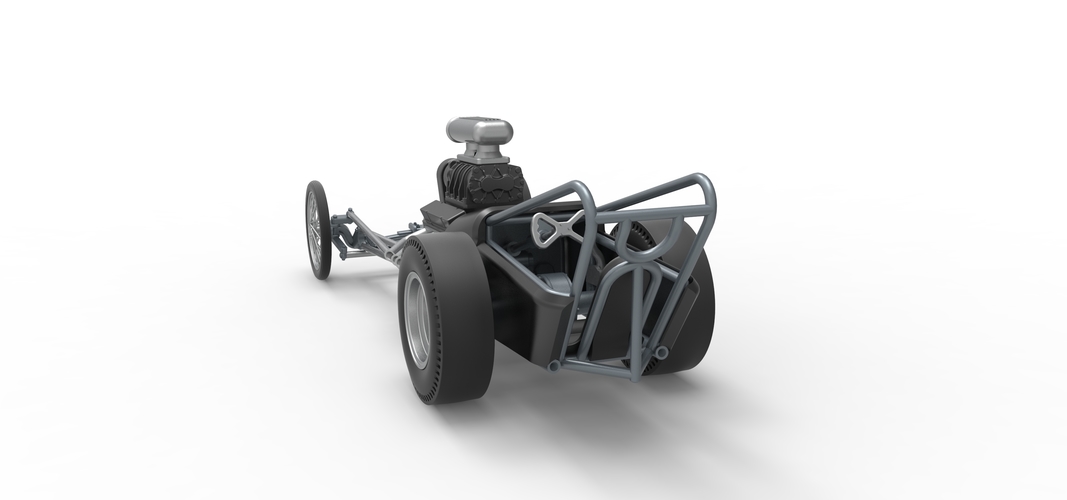 3D Printed Front engine old school dragster with V8 Version 3 Scale 1: ...