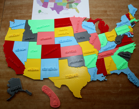 3D Printed USA States, 3D puzzle, Study Plan by Format3D | Pinshape